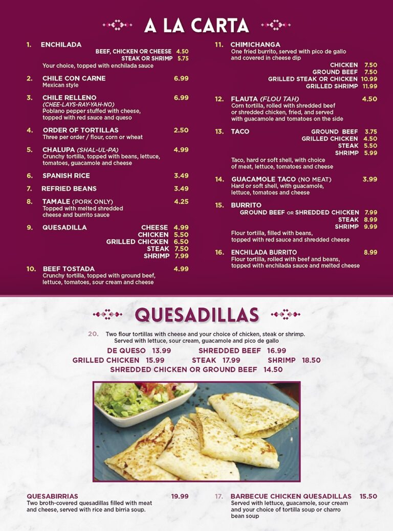 Our Menu | Mexican Food in New Iberia, LA Comida