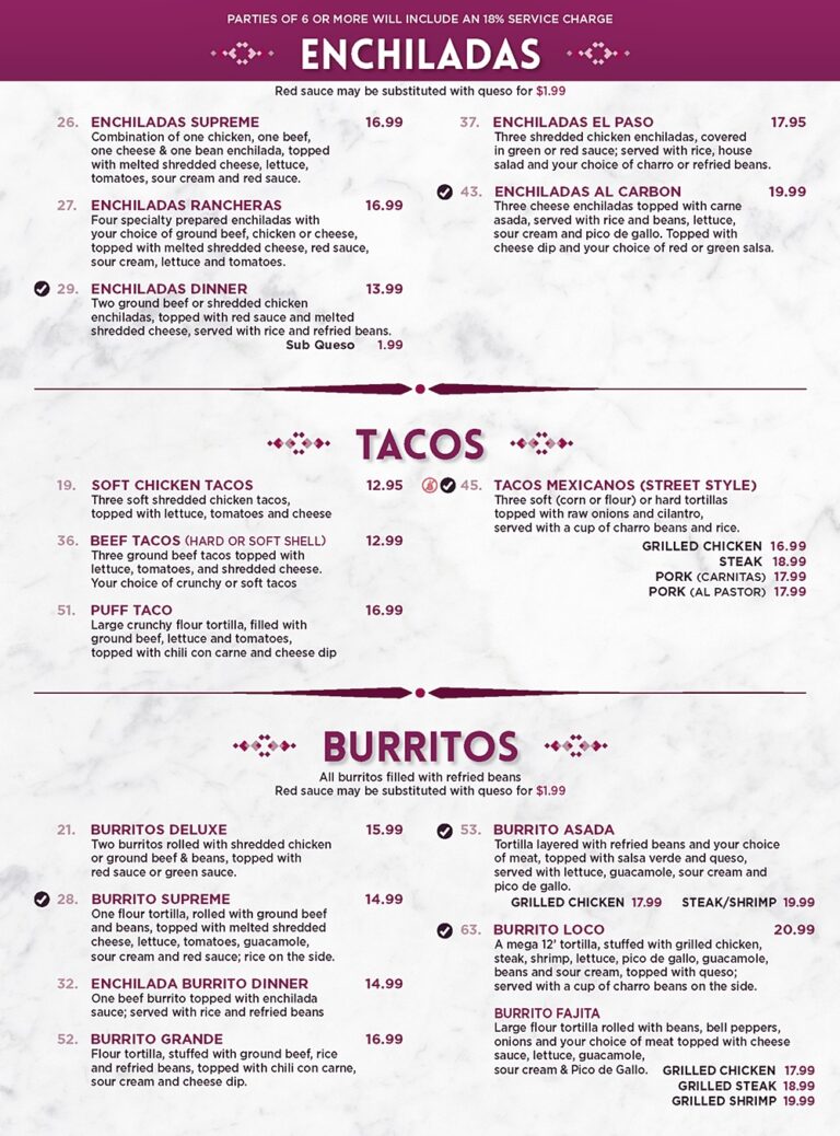 Our Menu | Mexican Food in New Iberia, LA Comida