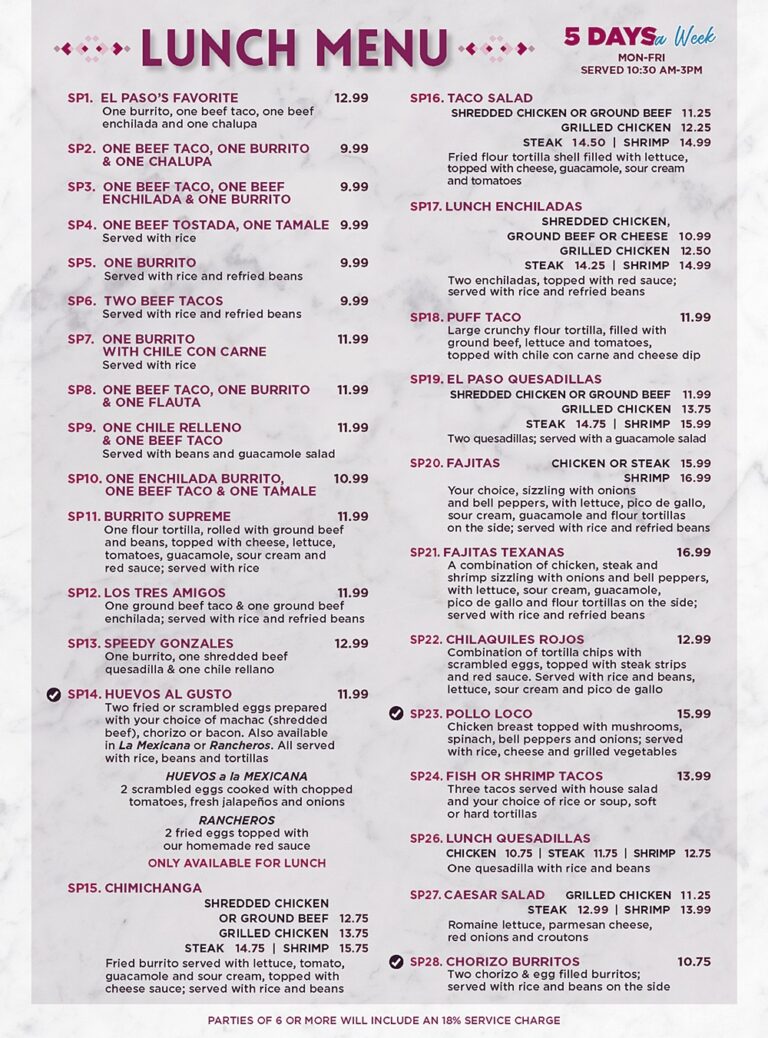 Our Menu | Mexican Food in New Iberia, LA Comida
